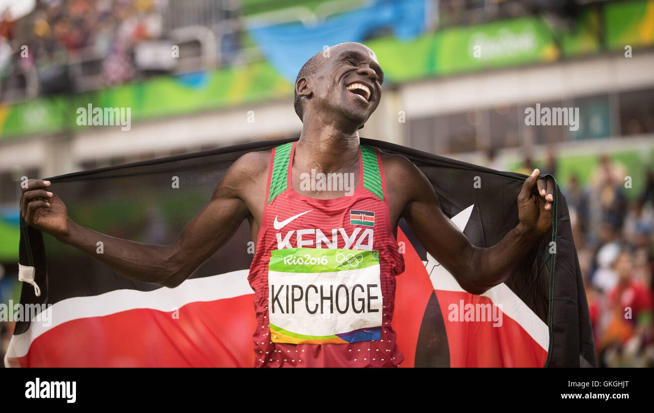 Rio De Janeiro, Brazil. 21st Aug, 2016. Eliud Kipchoge of Kenya won the ...