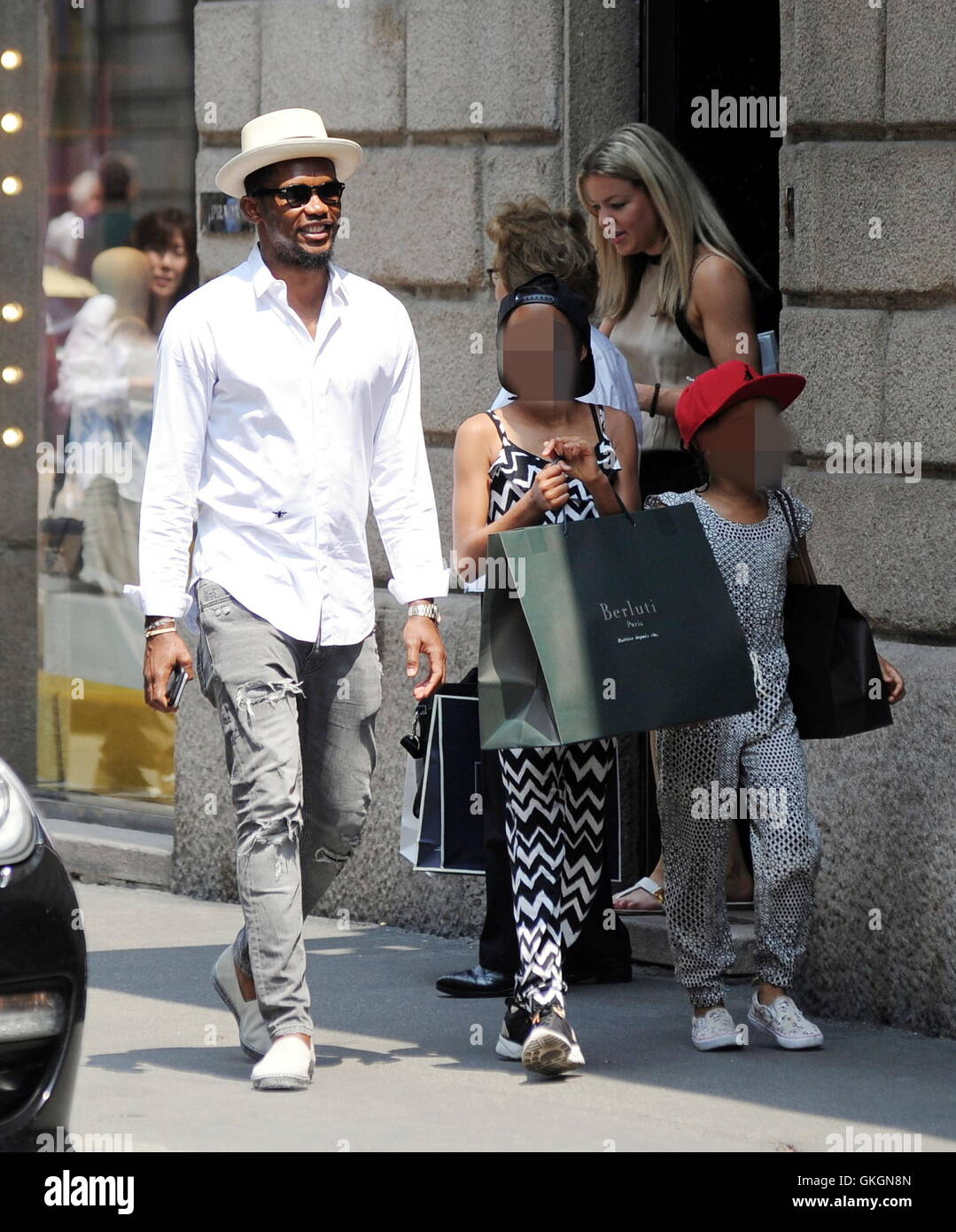 Samuel Eto'o takes his daughters shopping in Milan Featuring: Samuel ...