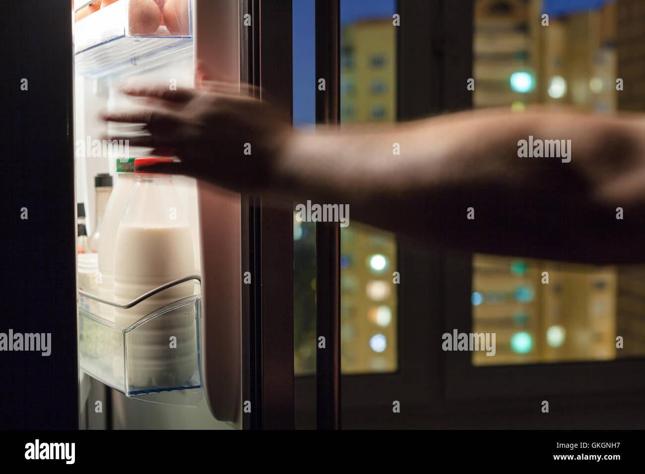 Hand opening refrigerator hi-res stock photography and images - Alamy