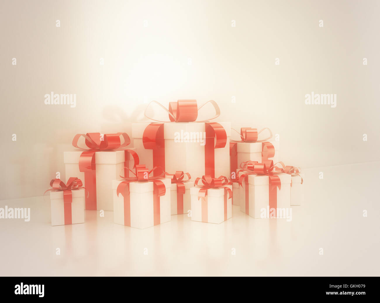 Set of red ribbon gift boxes Stock Photo - Alamy