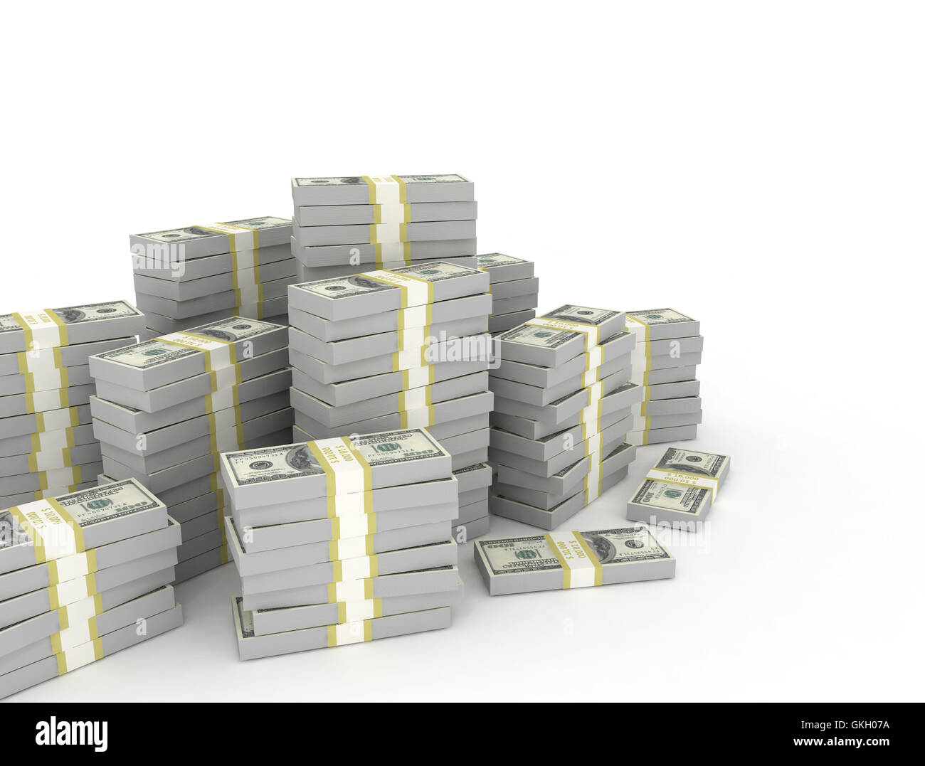 Stack of dollars. Isolated on white background Stock Photo - Alamy