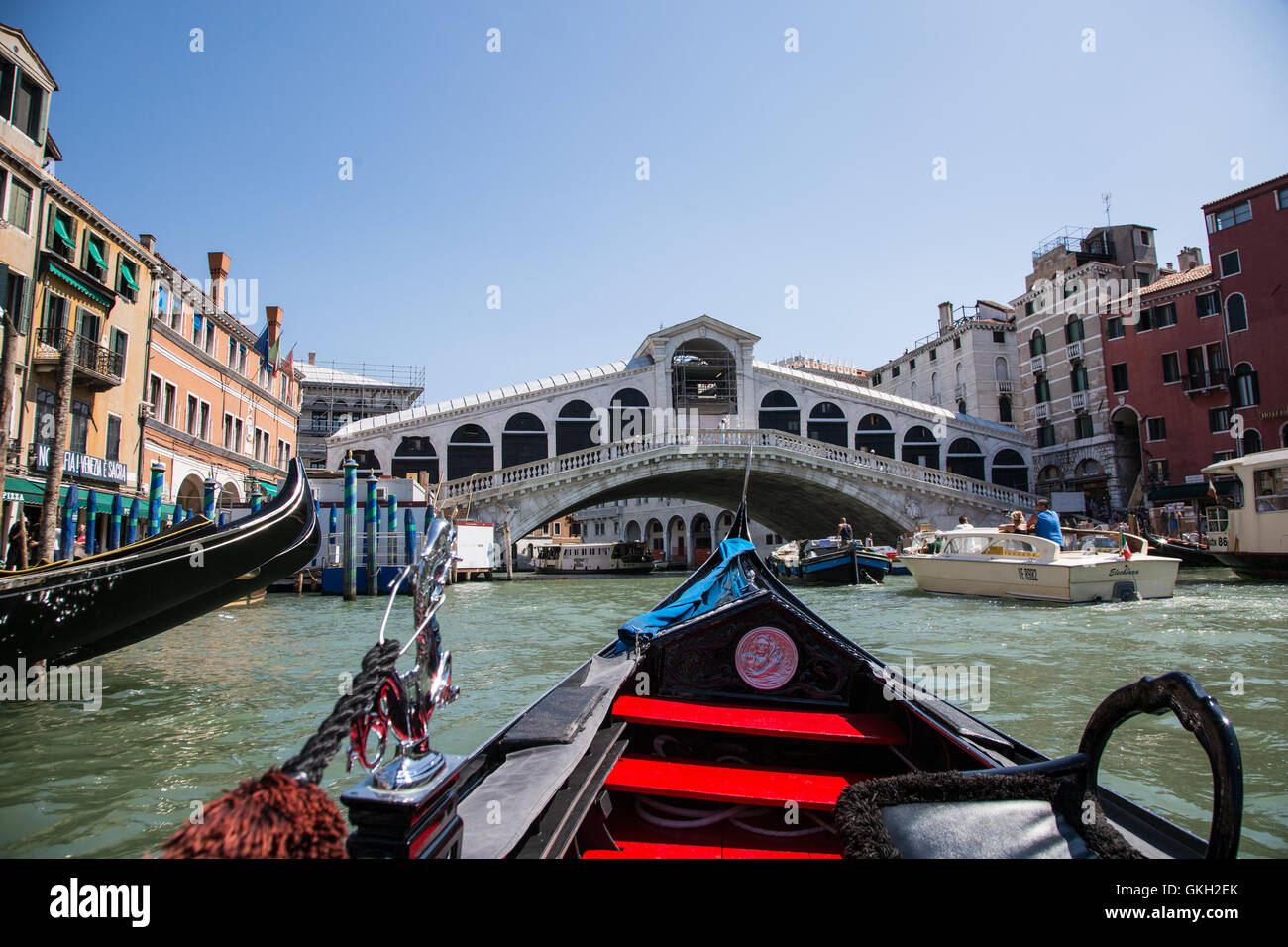 The Rialto Bridge on the Grand Canal in Venice Italy taken from a ...