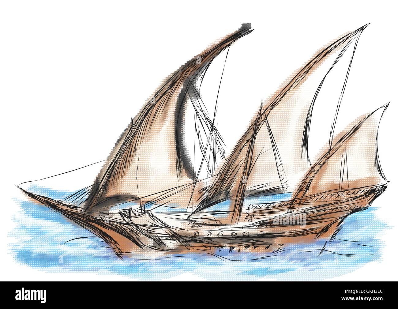 Traditional Pirate Ship Drawing
