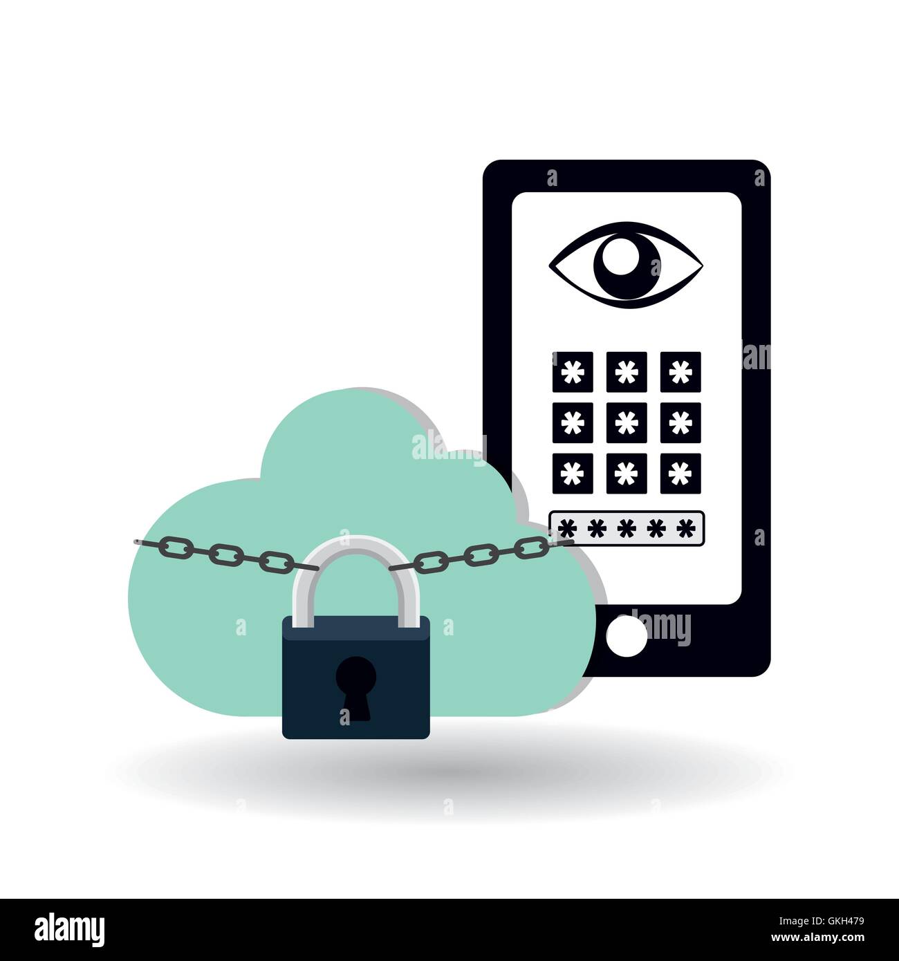 Security system icon over white background, vector illustration Stock ...