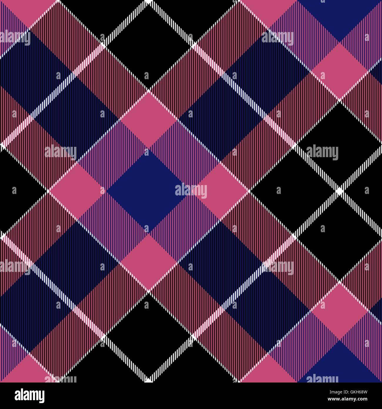 Pink blue diagonal check plaid seamless pattern. Vector illustration ...