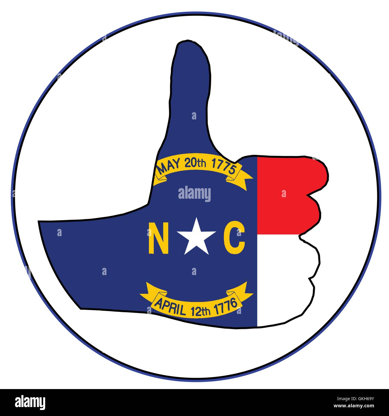 North Carolina Flag hand giving the thumbs up sign all over a white ...