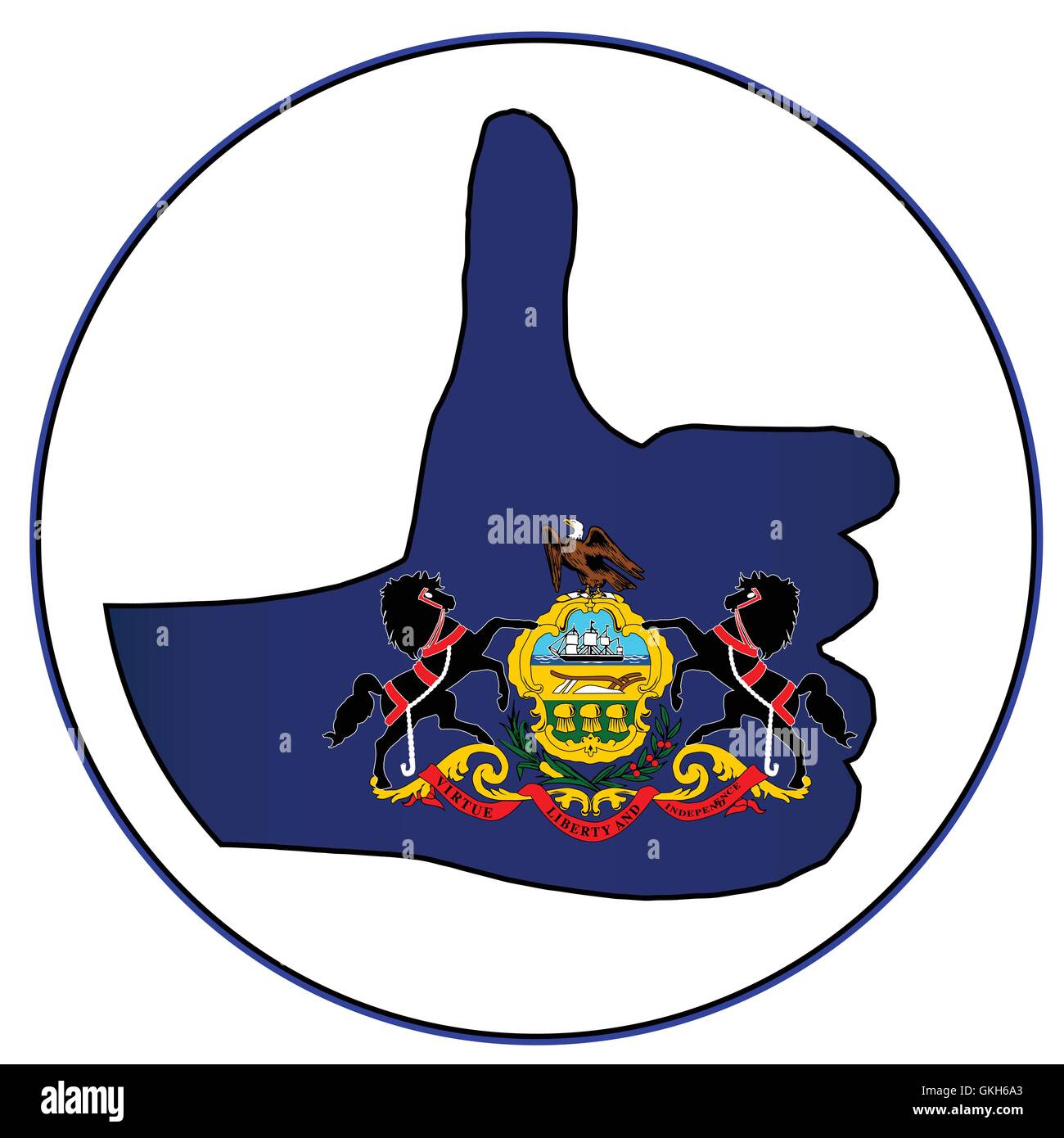 Pennsylvania Flag hand giving the thumbs up sign all over a white ...