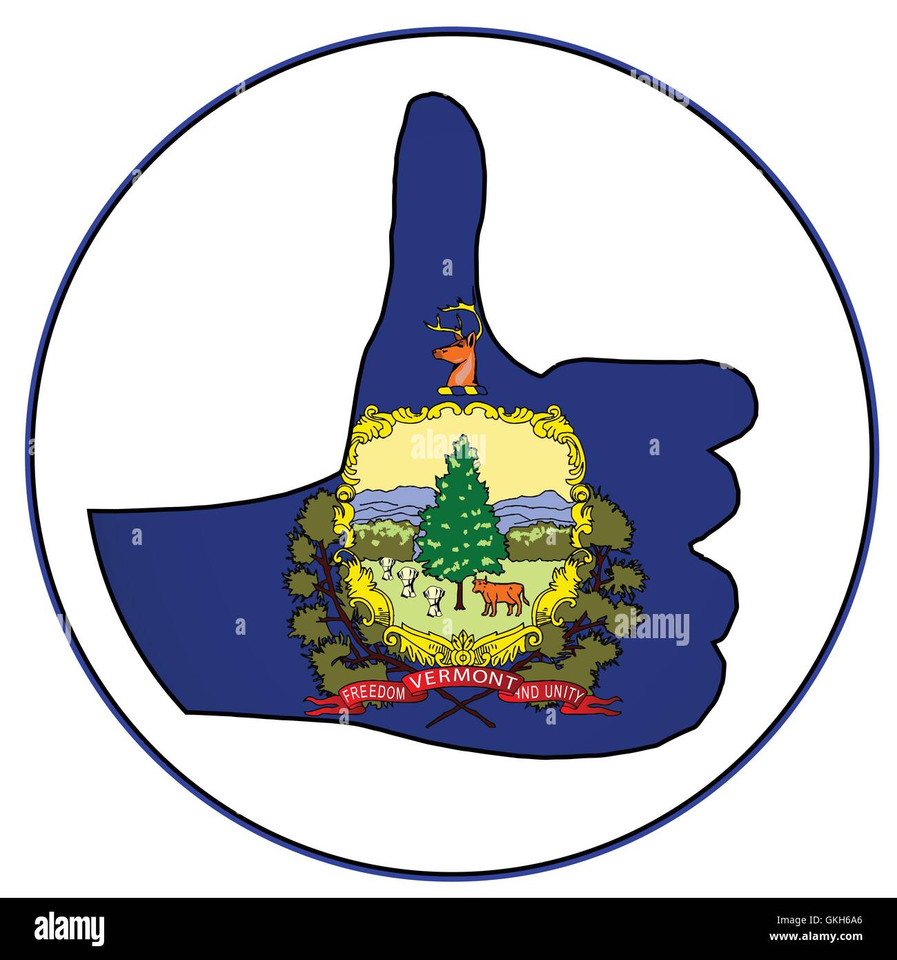 Vermont Flag hand giving the thumbs up sign all over a white background ...
