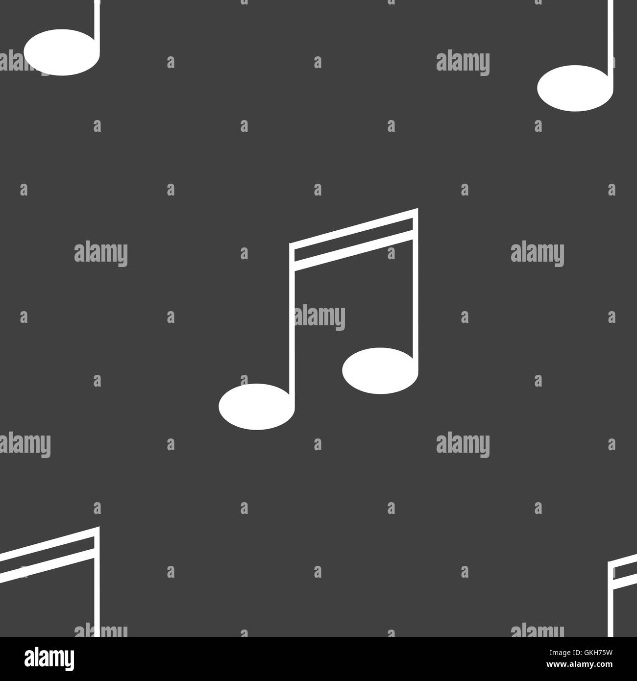 Music elements notes web icon. flat design. Seamless gray pattern Stock ...
