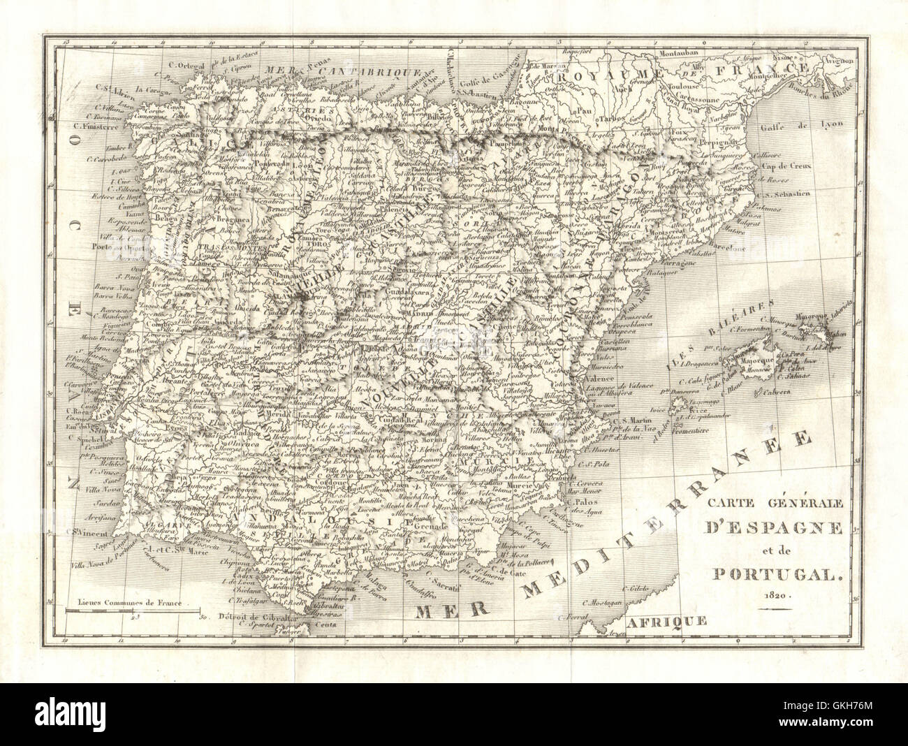 IBERIA. Spain and Portugal in 1820, 1820 antique map Stock Photo - Alamy