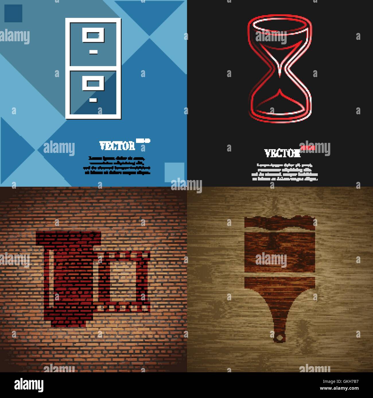 Set of abstract backgrounds with different web icons Stock Vector Image ...