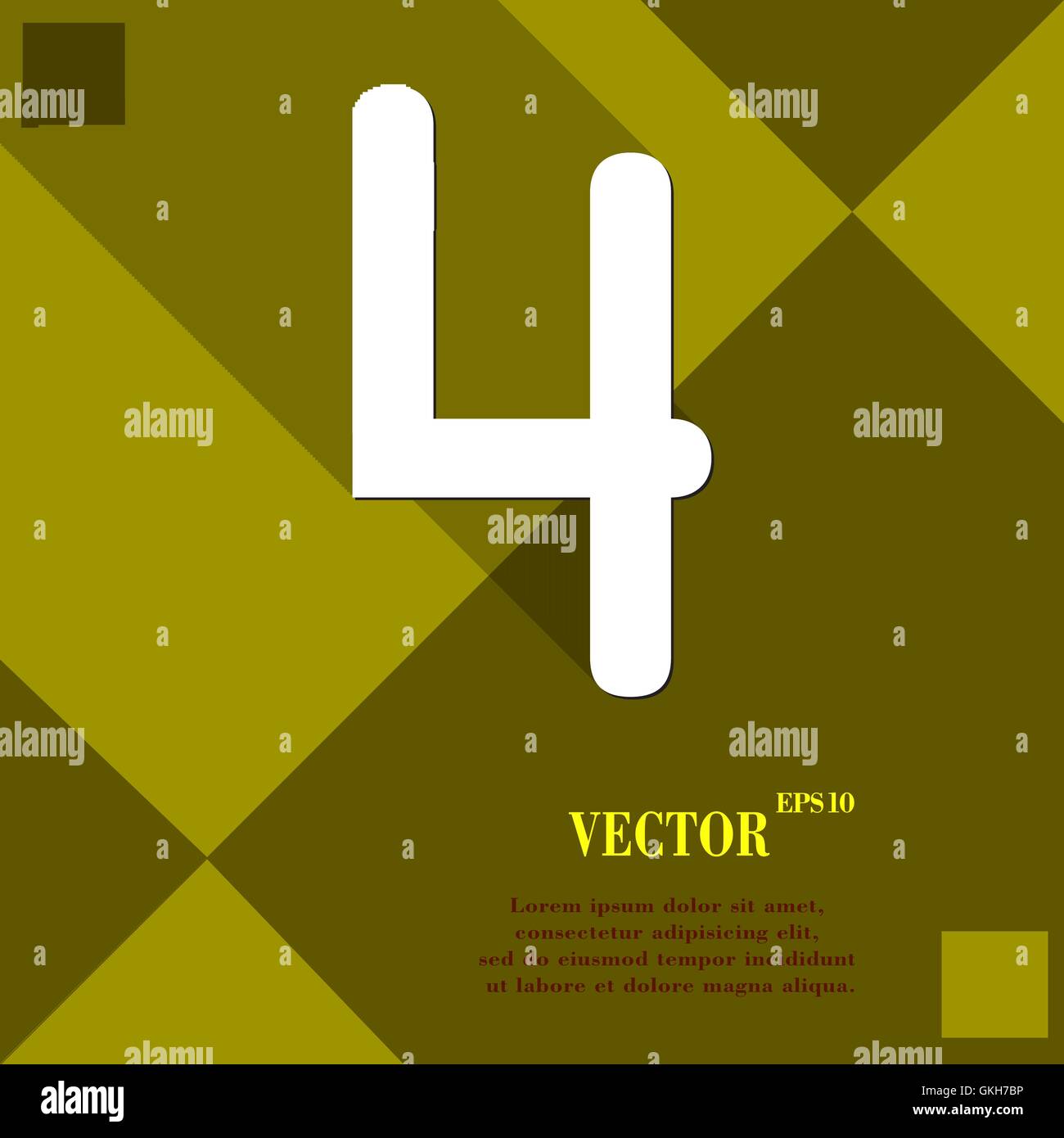 number four icon symbol Flat modern web design with long shadow and ...