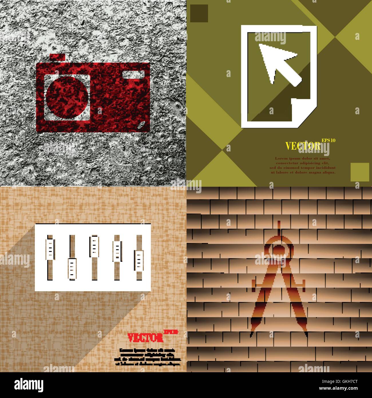 Set of abstract backgrounds with different web icons Stock Vector Image ...