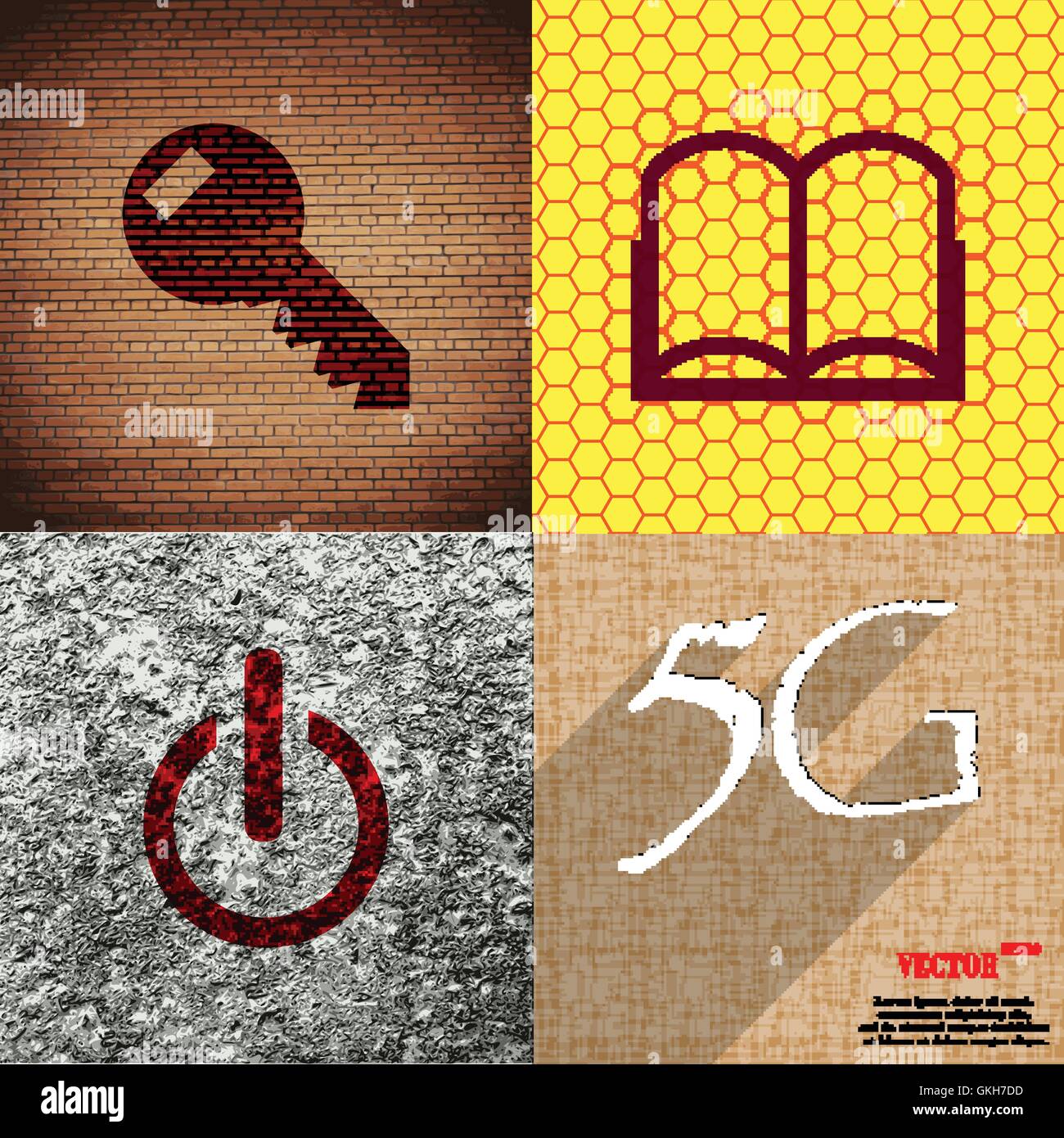Set of abstract backgrounds with different web icons Stock Vector Image ...