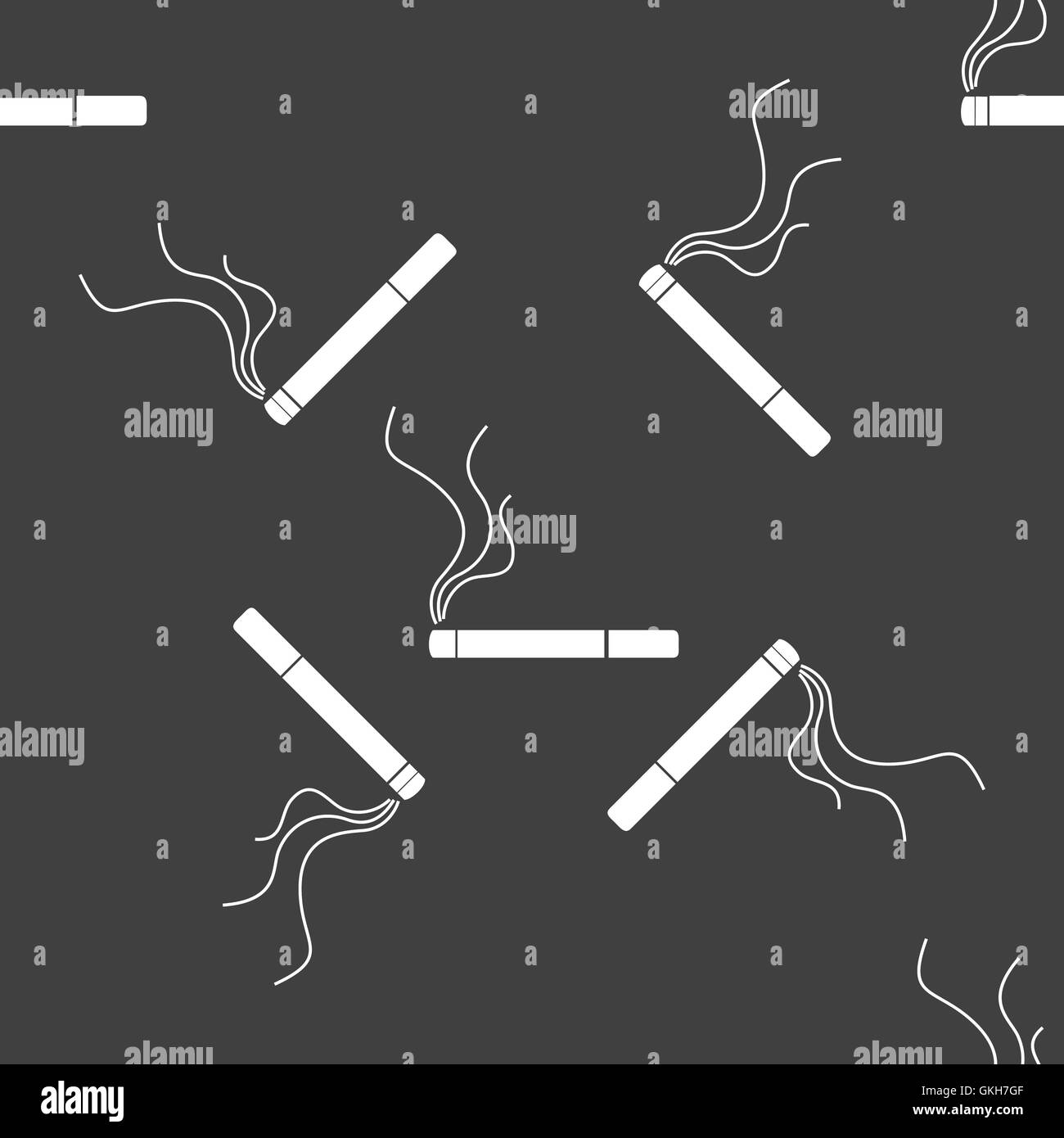 Smoking sign. cigarette. flat design. Seamless gray pattern Stock ...