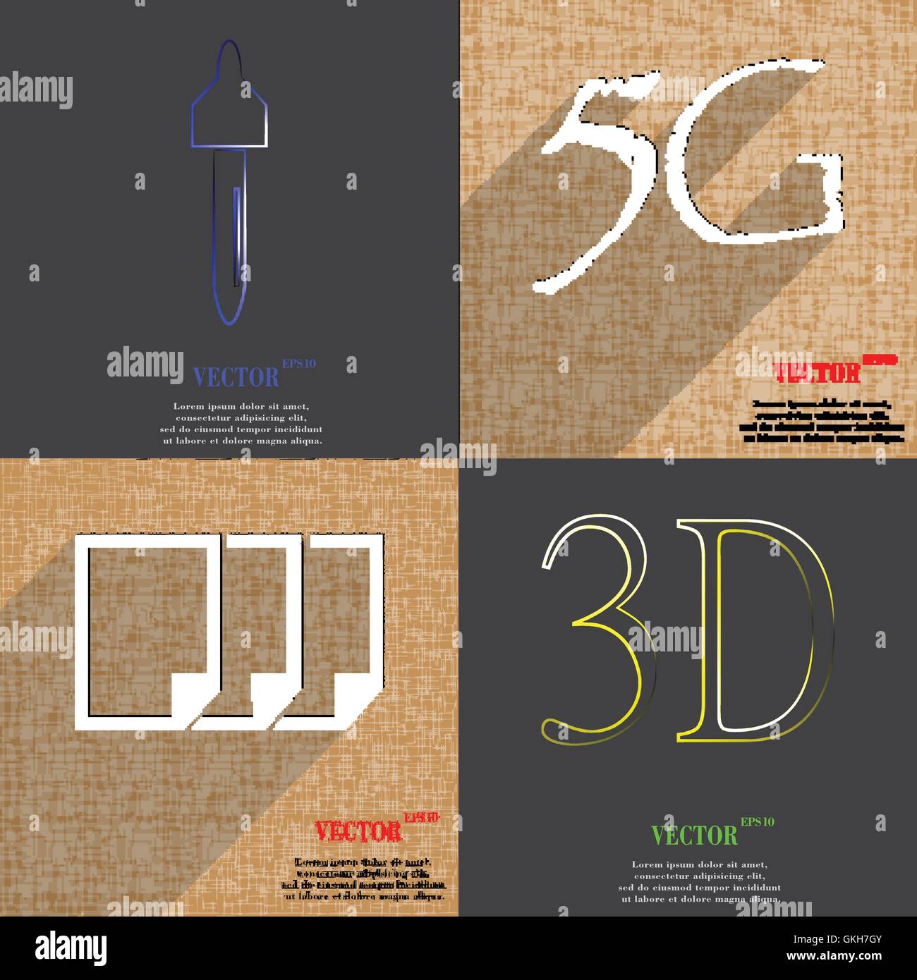 Set of abstract backgrounds with different web icons Stock Vector Image ...