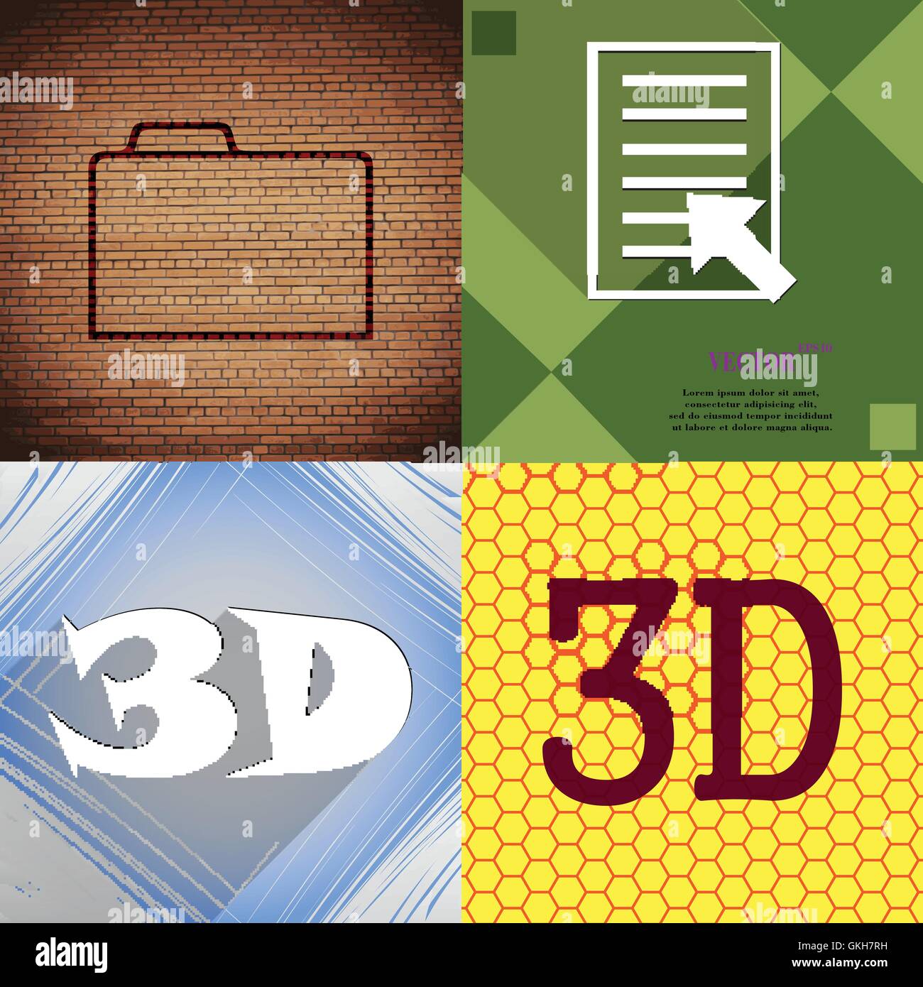 Set of abstract backgrounds with different web icons Stock Vector Image ...