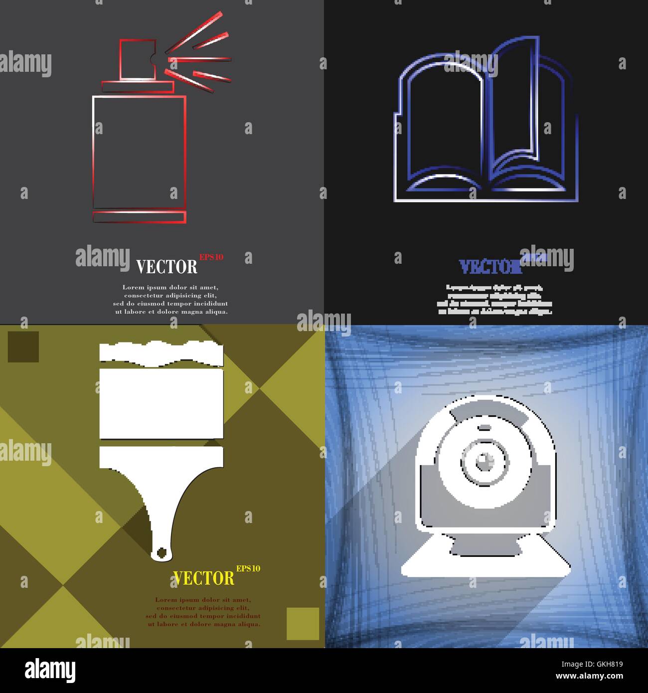 Set of abstract backgrounds with different web icons Stock Vector Image ...