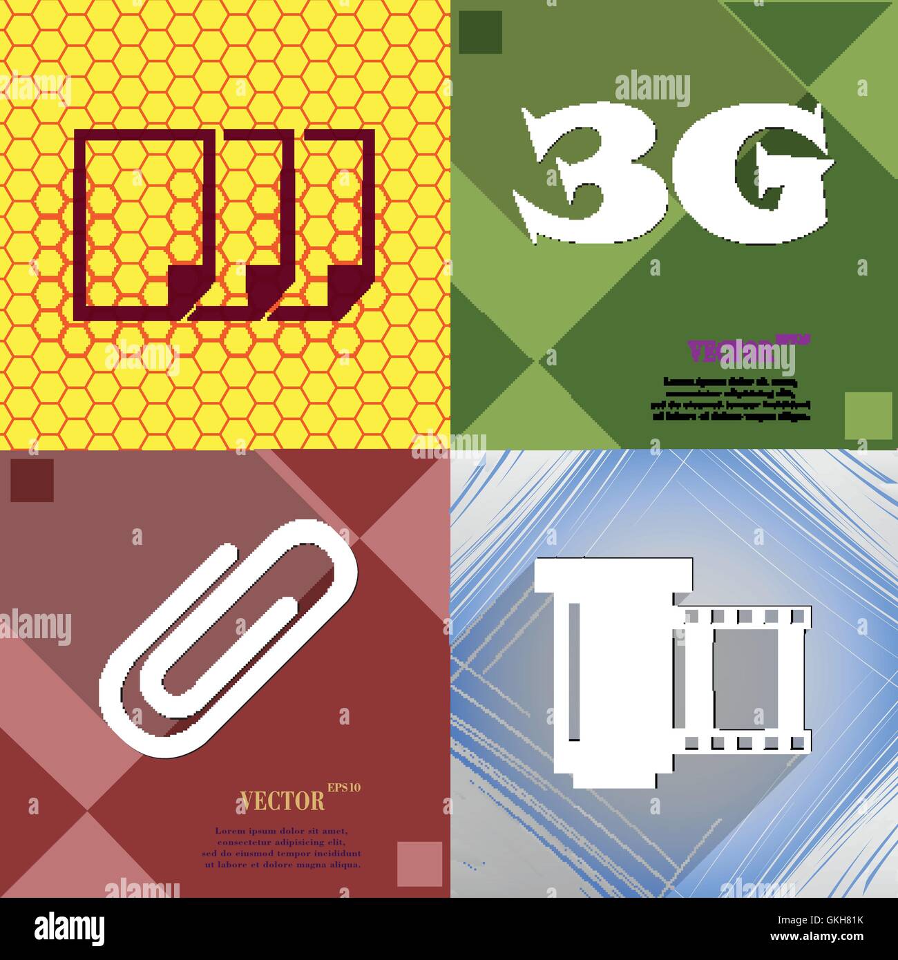 Set of abstract backgrounds with different web icons Stock Vector Image ...