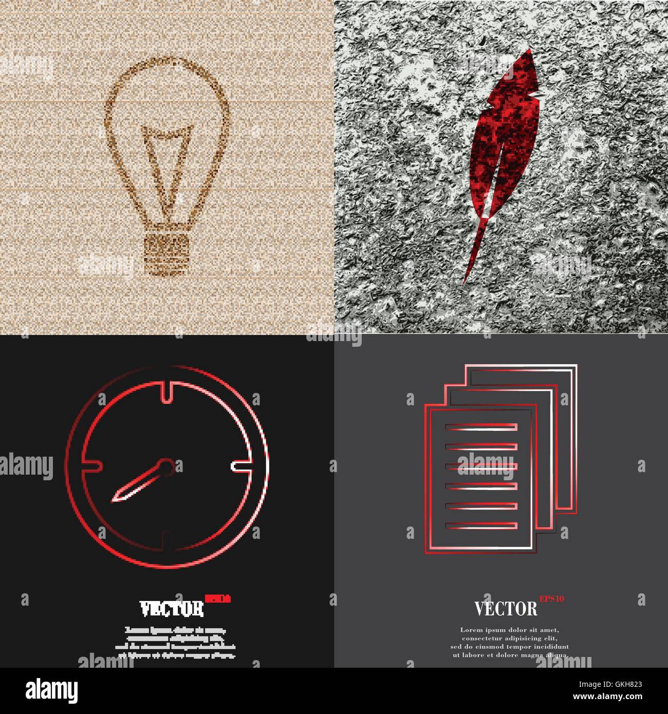 Set of abstract backgrounds with different web icons Stock Vector Image ...