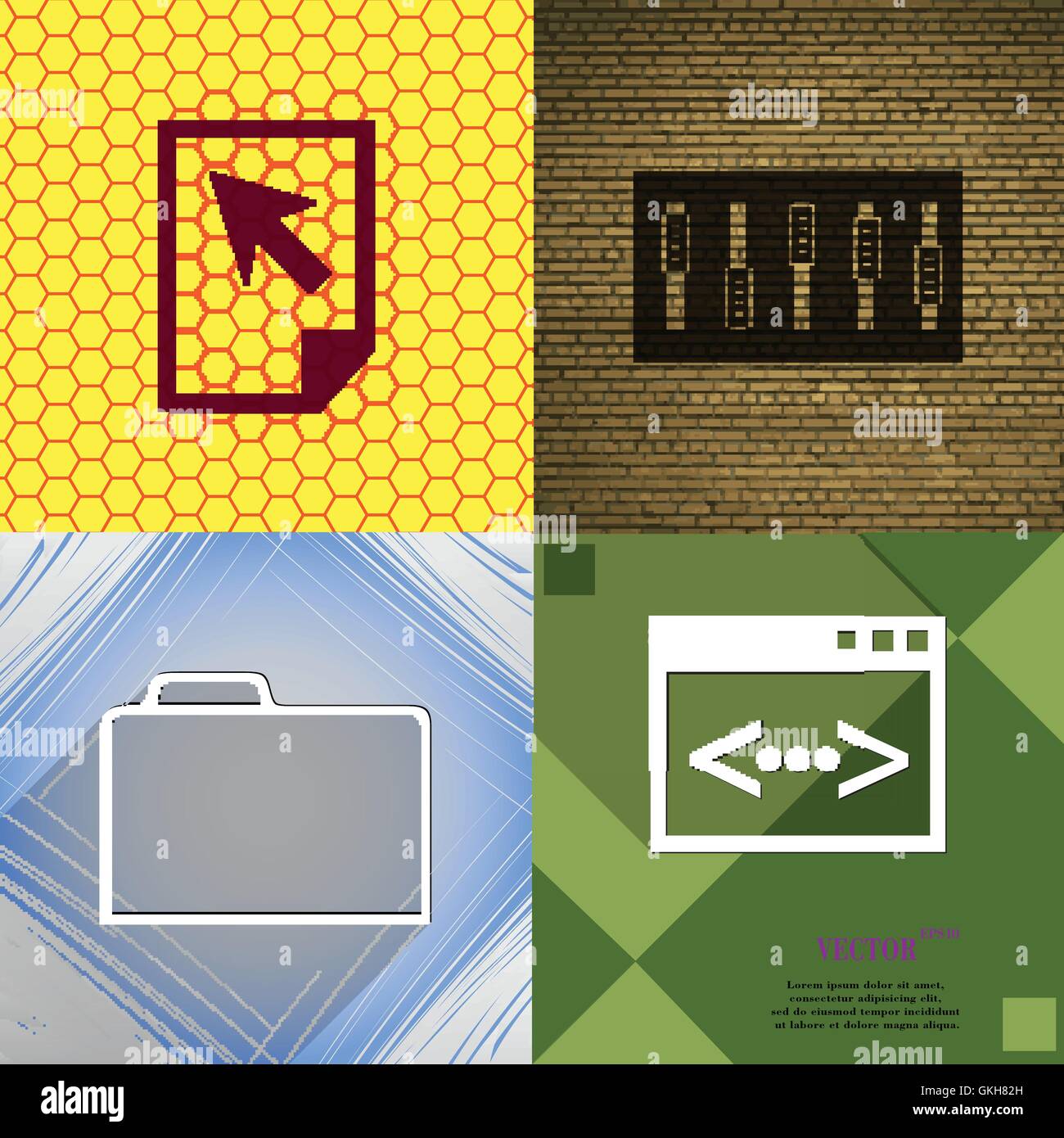 Set of abstract backgrounds with different web icons Stock Vector Image ...