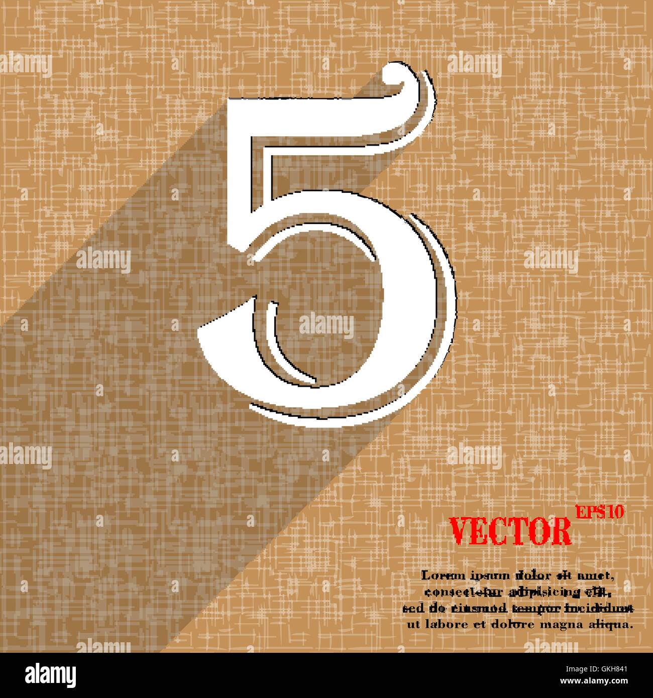number five icon symbol Flat modern web design with long shadow and ...