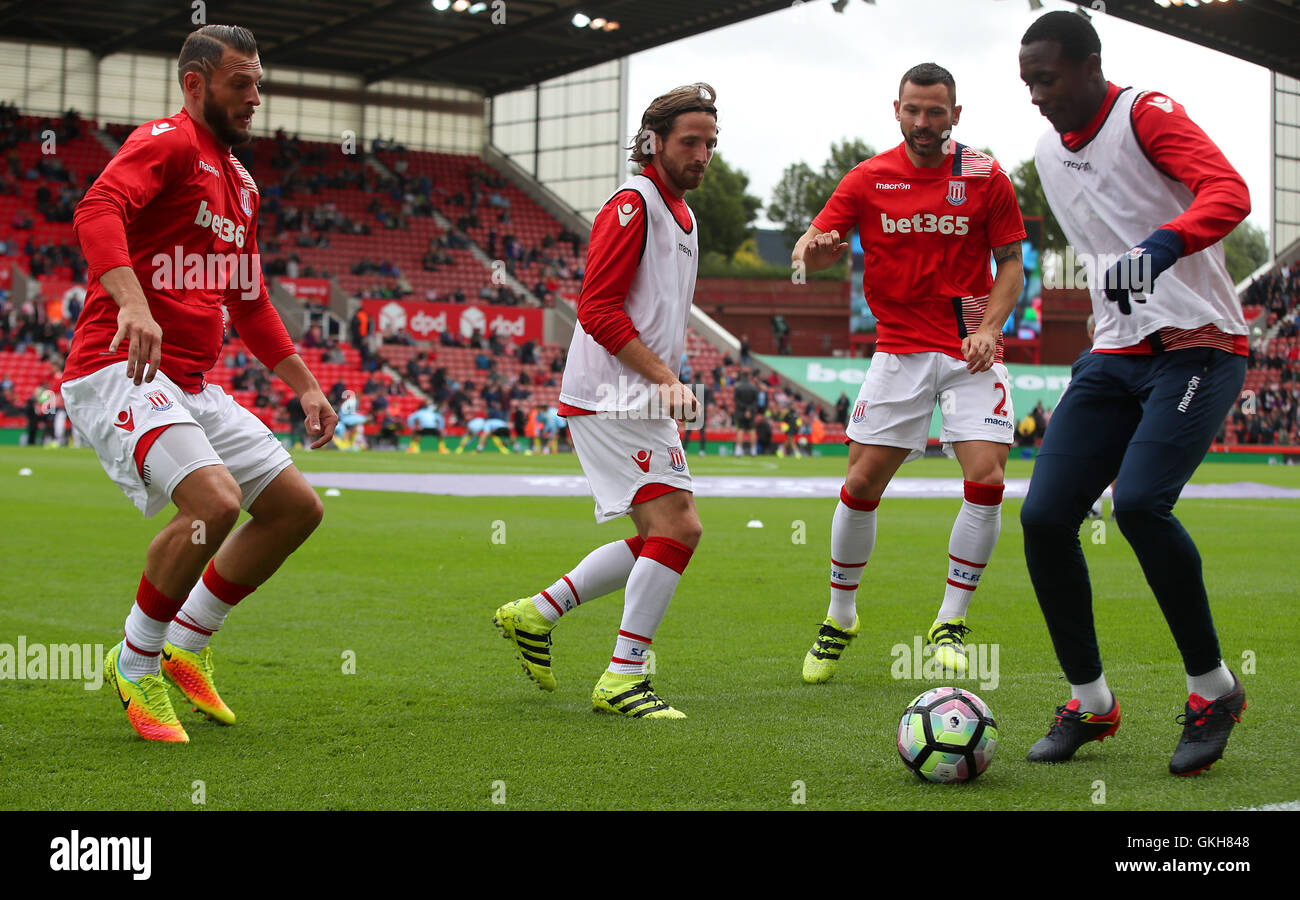 Stoke City's Erik Pieters, Joe Allen, Phil Bardsley and Giannelli ...