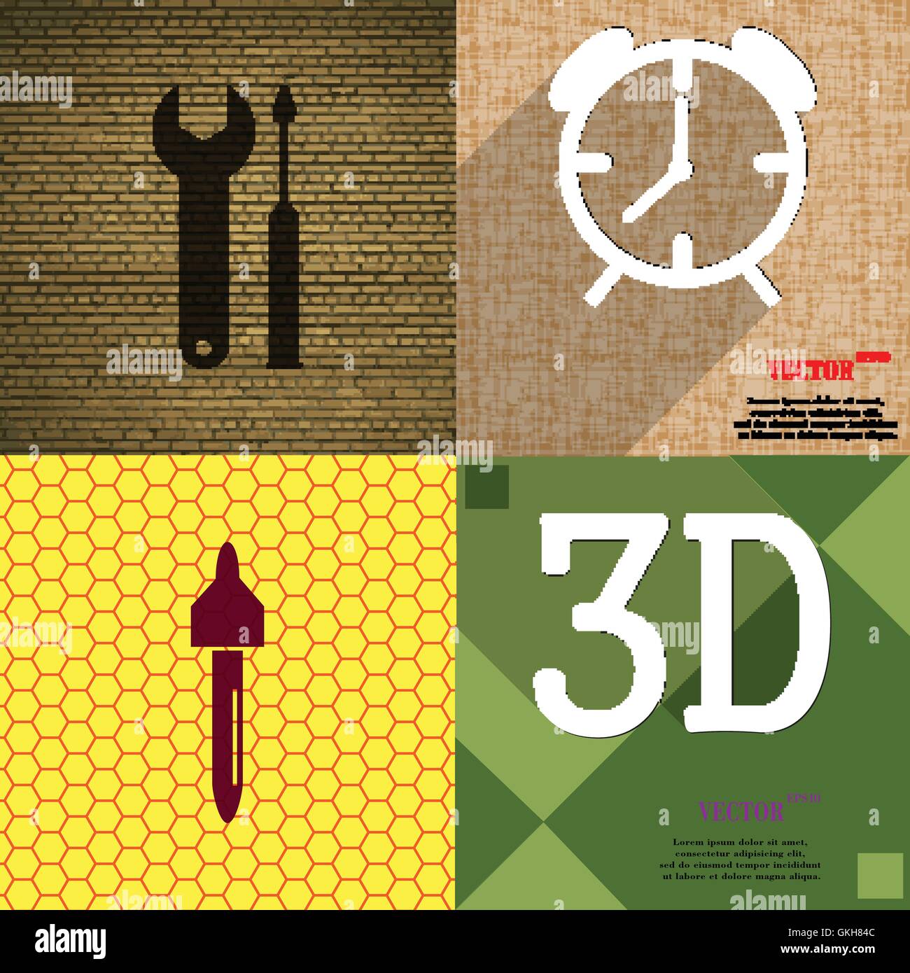 Set of abstract backgrounds with different web icons Stock Vector Image ...