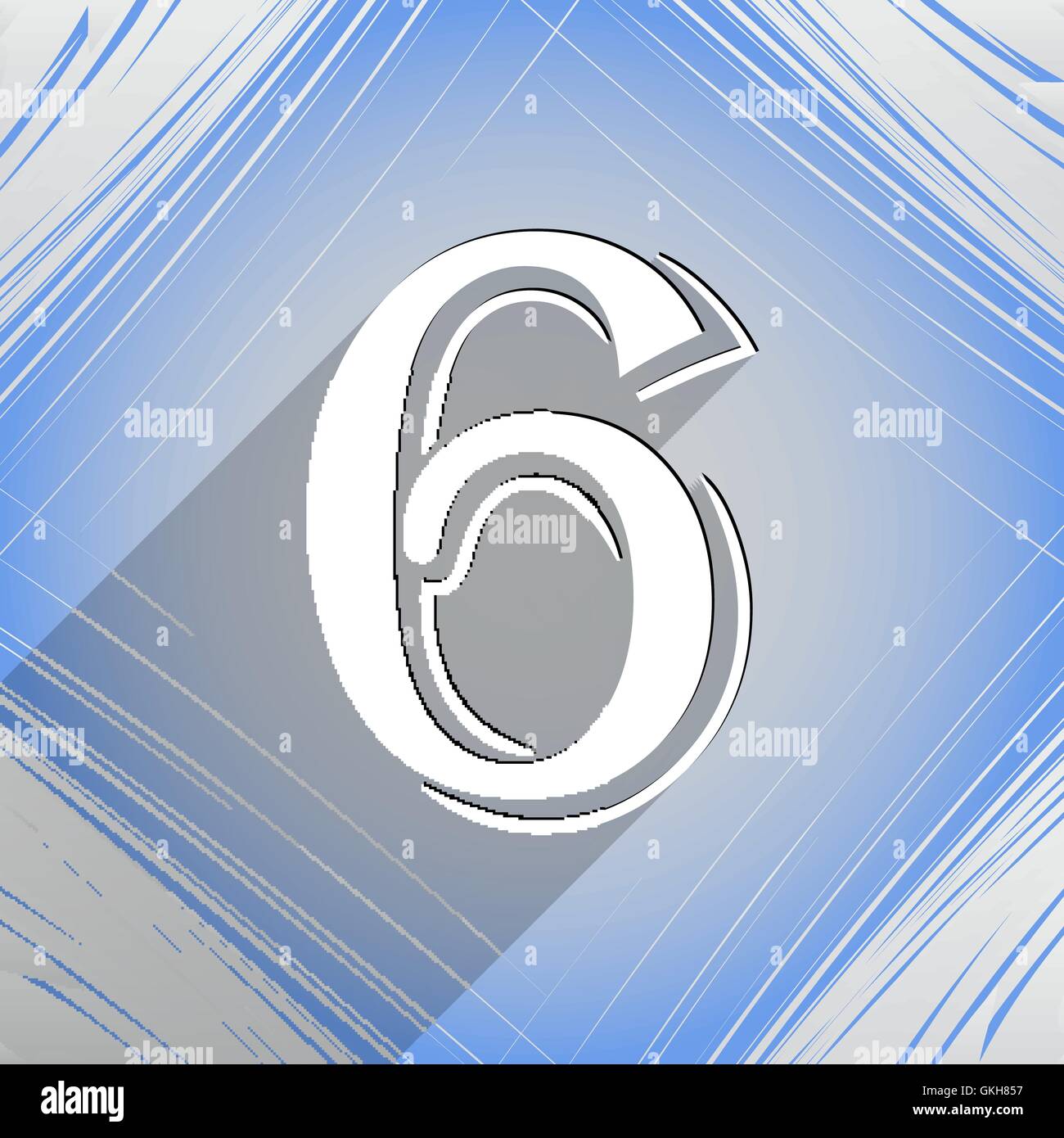 number six icon symbol Flat modern web design with long shadow and ...