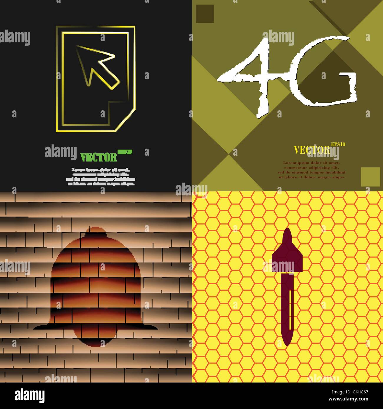 Set of abstract backgrounds with different web icons Stock Vector Image ...