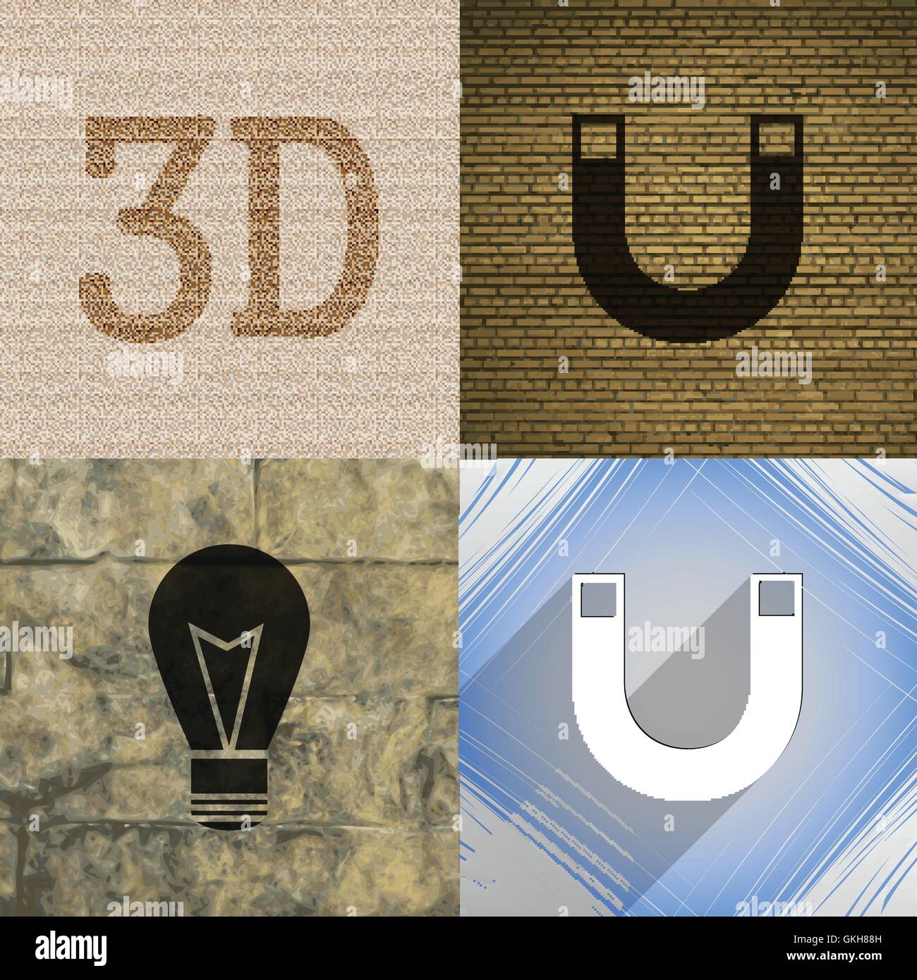 Set of abstract backgrounds with different web icons Stock Vector Image ...