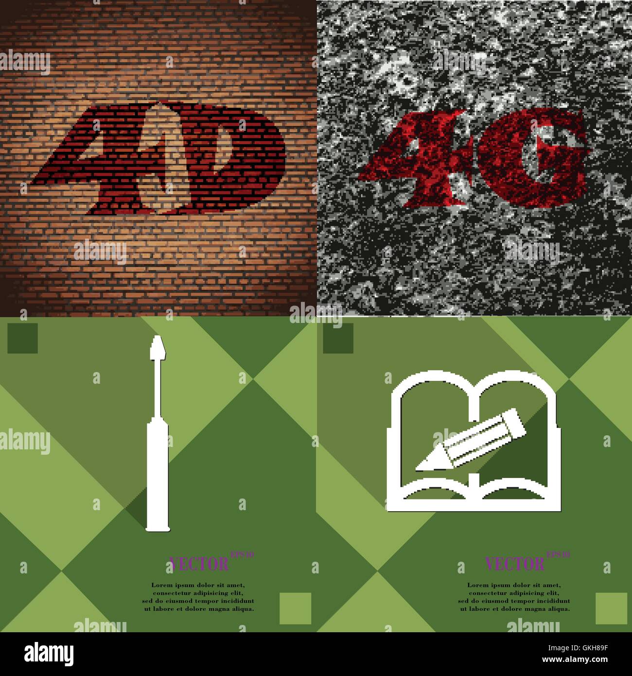 Set of abstract backgrounds with different web icons Stock Vector Image ...