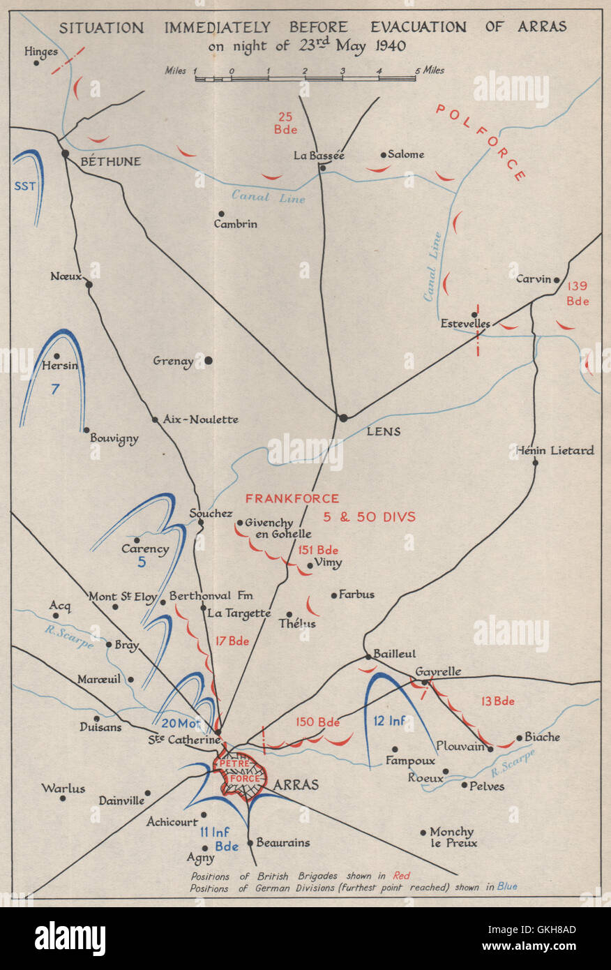 FALL OF FRANCE 1940. Arras evacuation 23rd May. Troop positions. HMSO ...