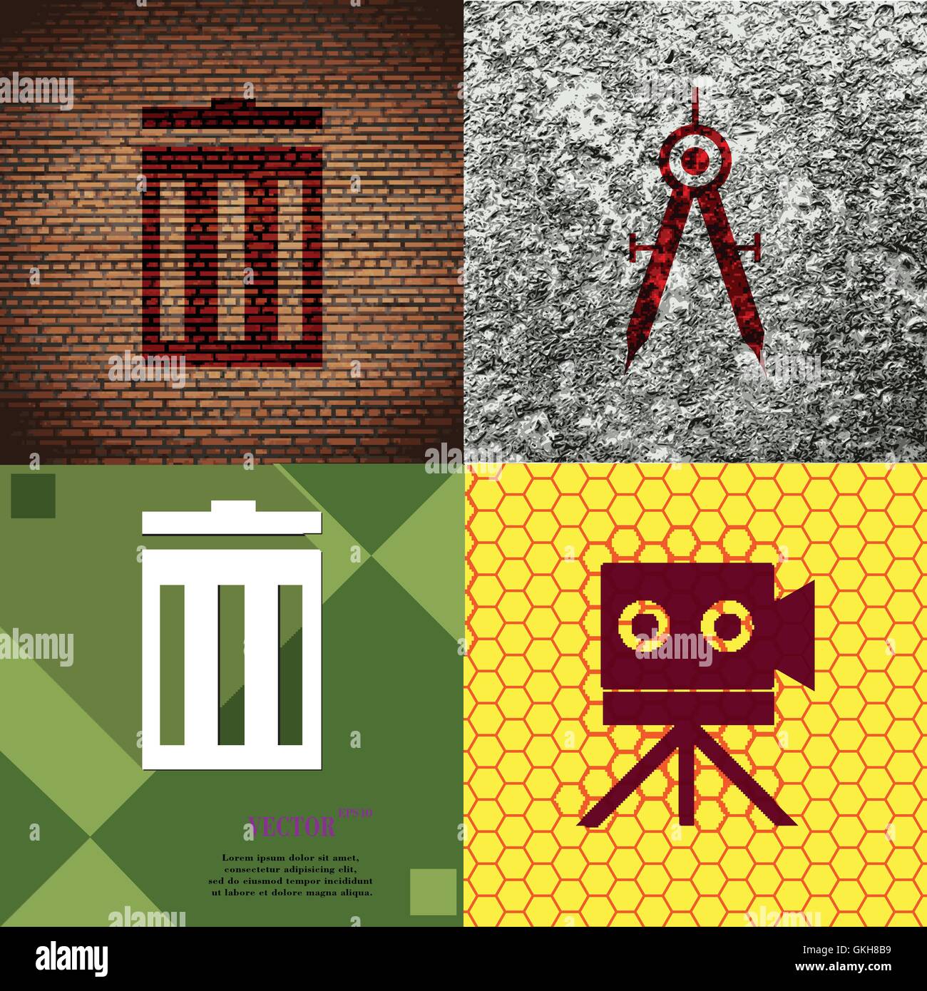 Set of abstract backgrounds with different web icons Stock Vector Image ...