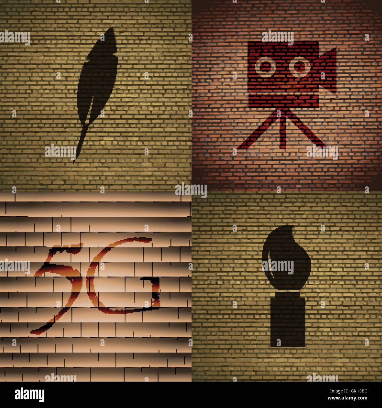 Set of abstract backgrounds with different web icons Stock Vector Image ...