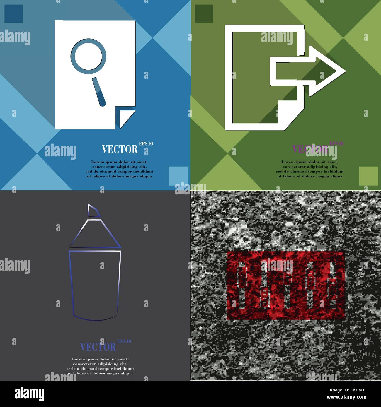 Set of abstract backgrounds with different web icons Stock Vector Image ...