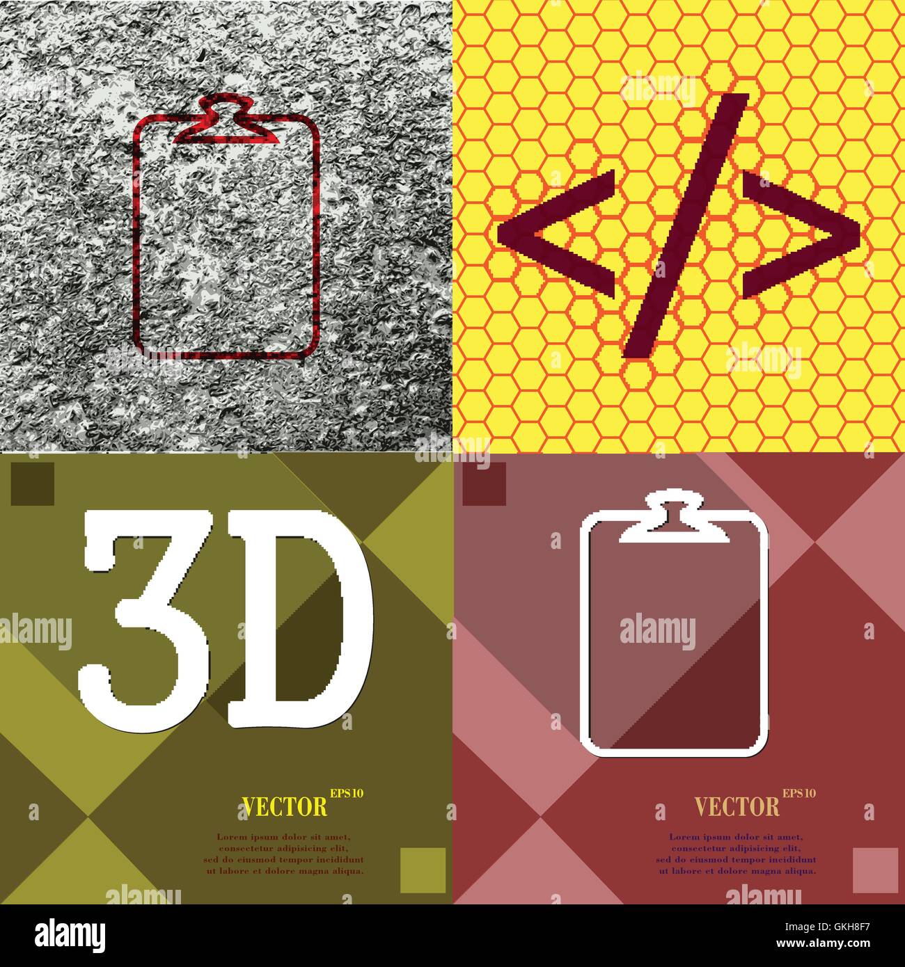 Set of abstract backgrounds with different web icons Stock Vector Image ...