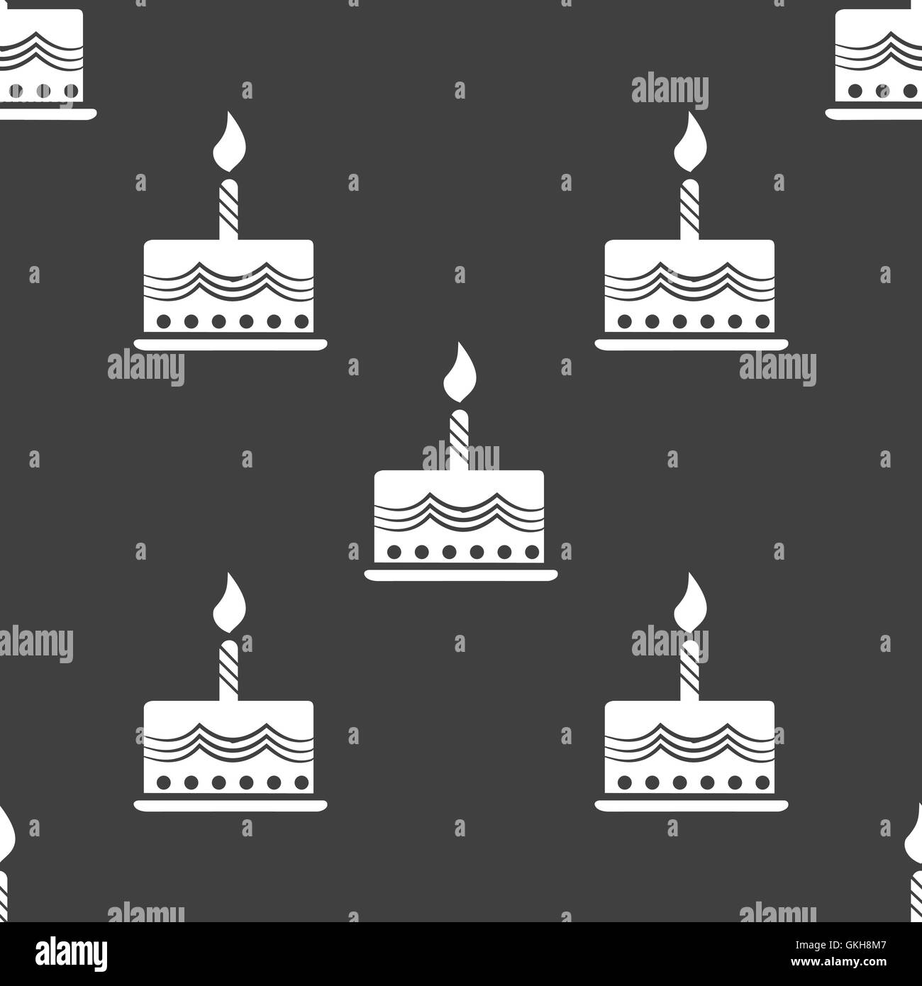 cake web icon. flat design. Seamless gray pattern Stock Vector Image ...