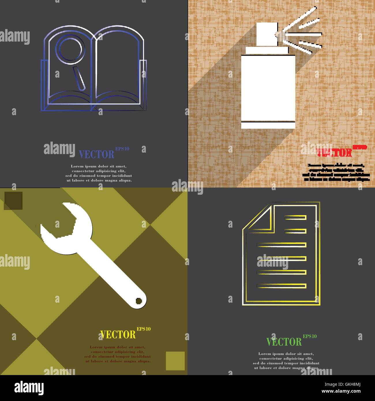 Set of abstract backgrounds with different web icons Stock Vector Image ...