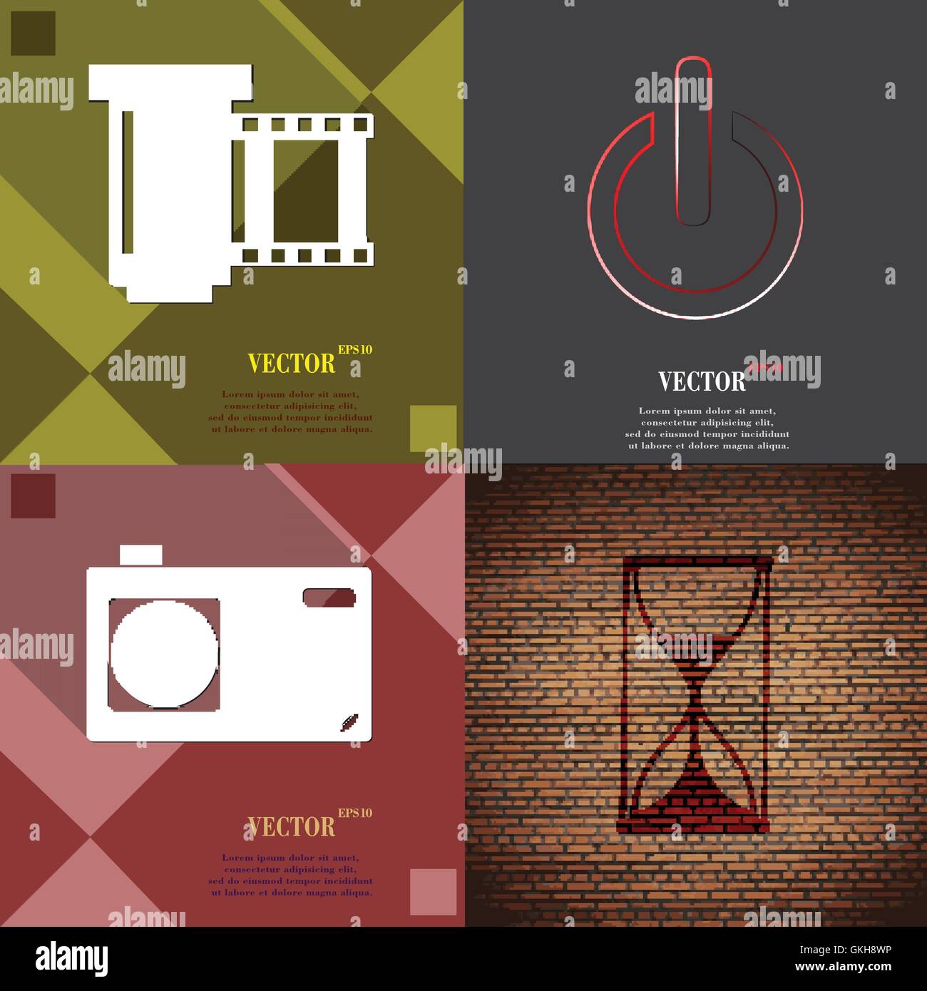 Set of abstract backgrounds with different web icons Stock Vector Image ...