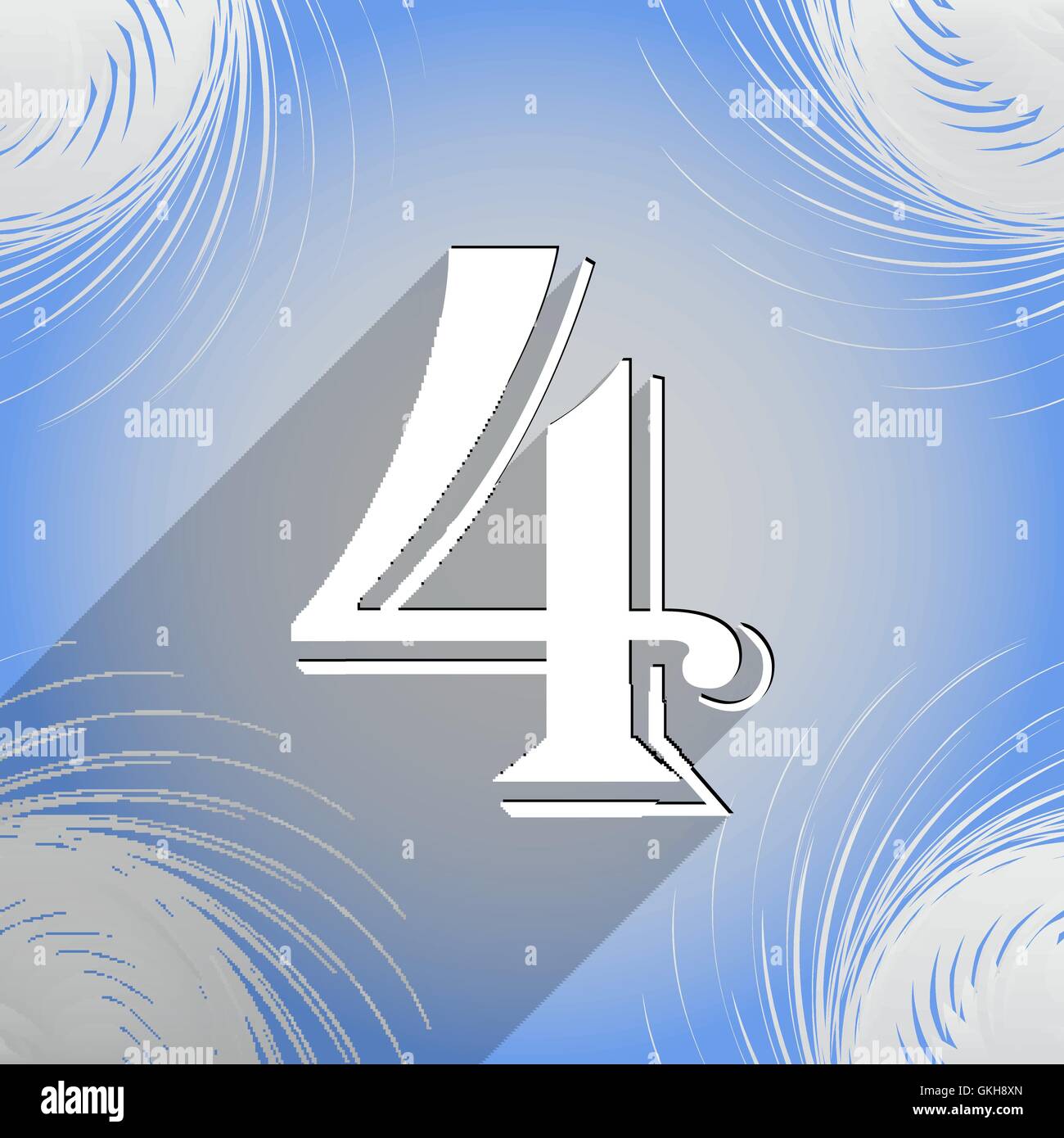 number four icon symbol Flat modern web design with long shadow and ...