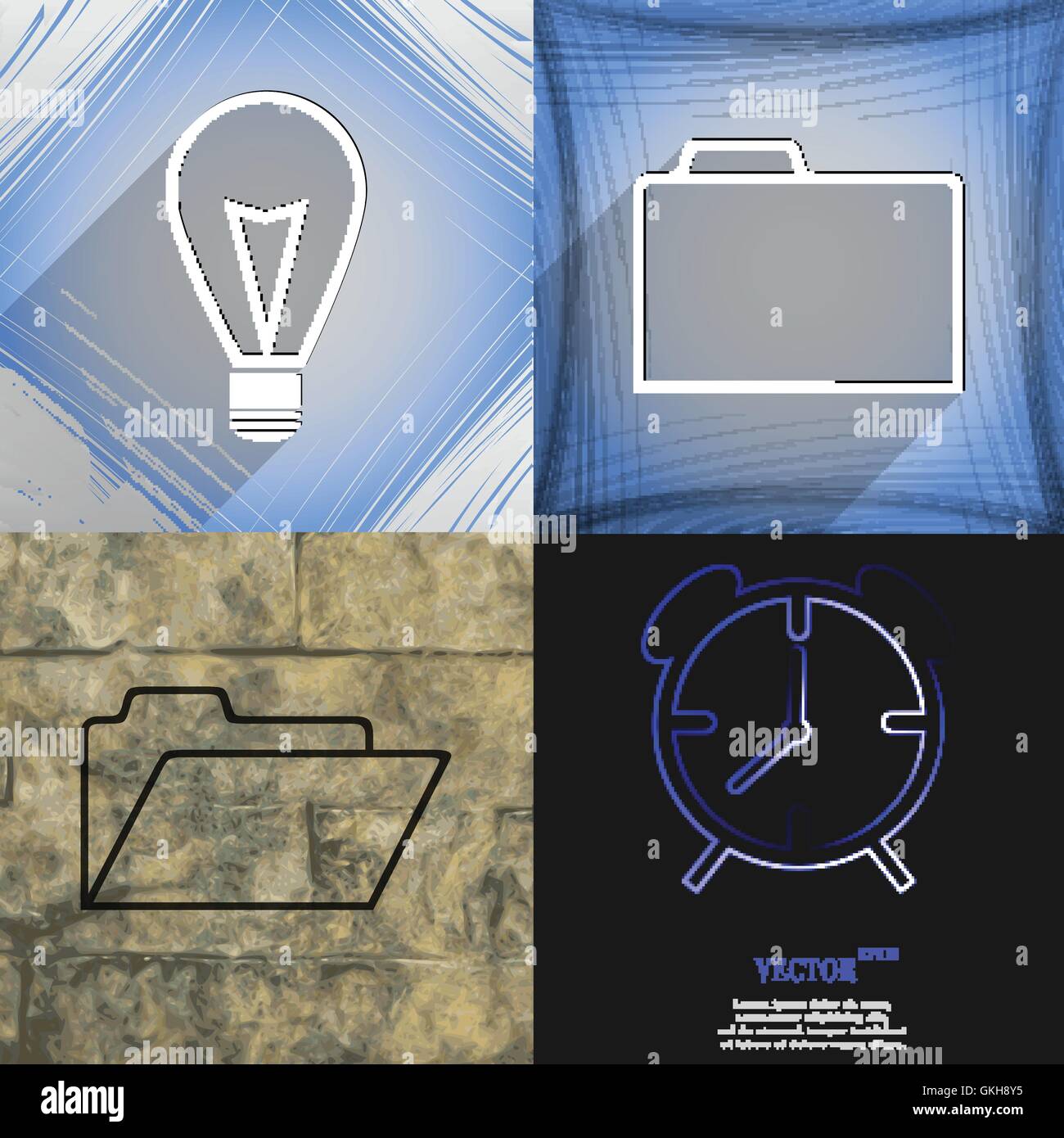 Set of abstract backgrounds with different web icons Stock Vector Image ...