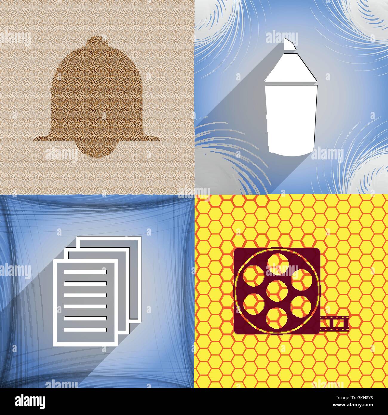 Set of abstract backgrounds with different web icons Stock Vector Image ...