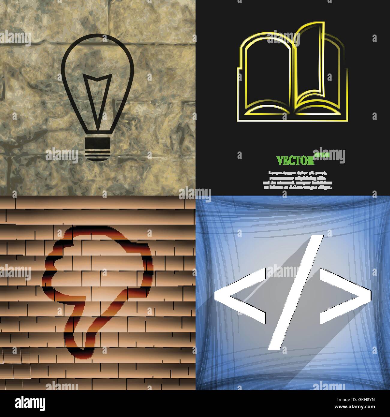 Set of abstract backgrounds with different web icons Stock Vector Image ...