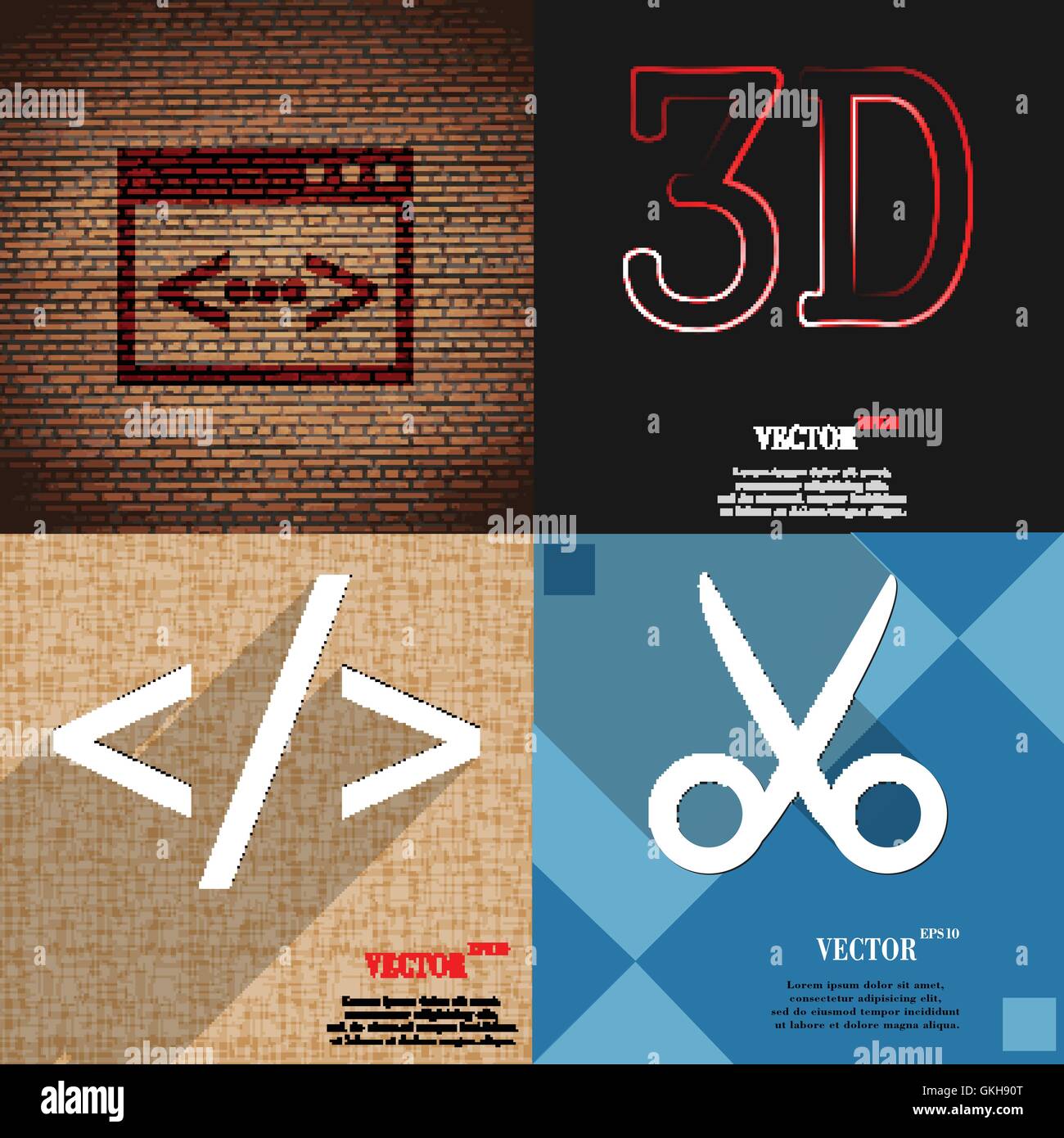 Set of abstract backgrounds with different web icons Stock Vector Image ...
