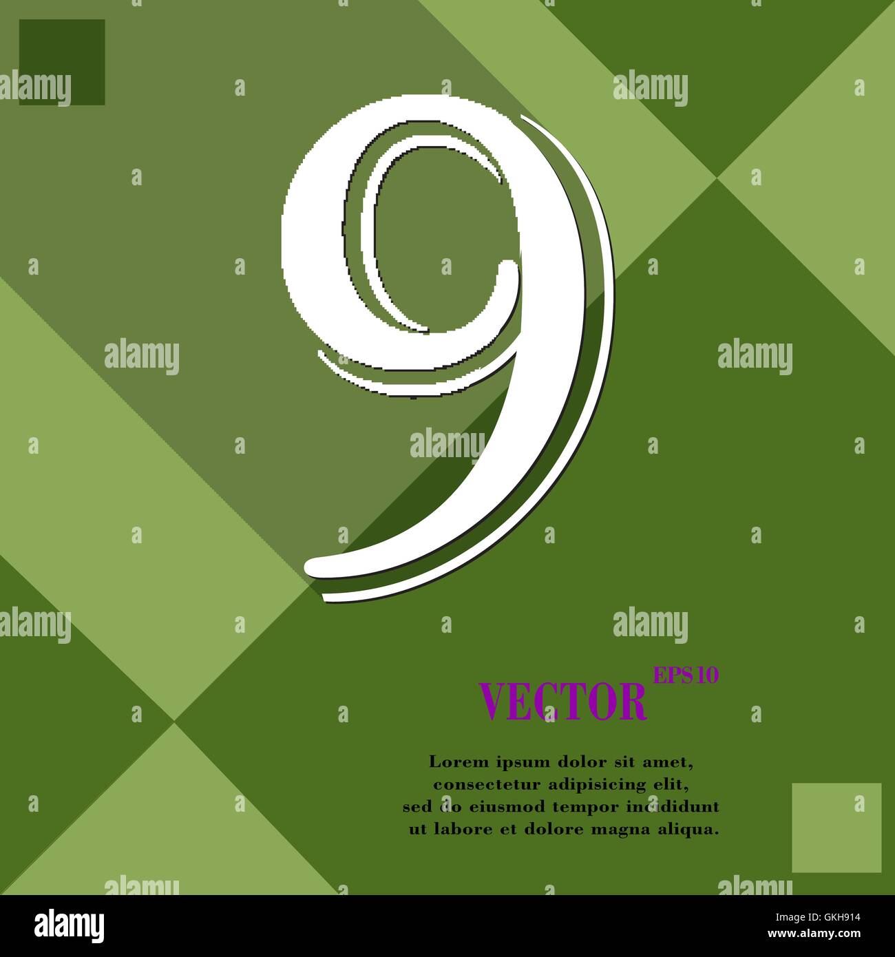 number Nine icon symbol Flat modern web design with long shadow and ...
