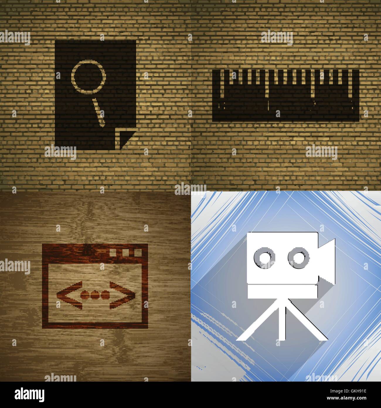 Set of abstract backgrounds with different web icons Stock Vector Image ...