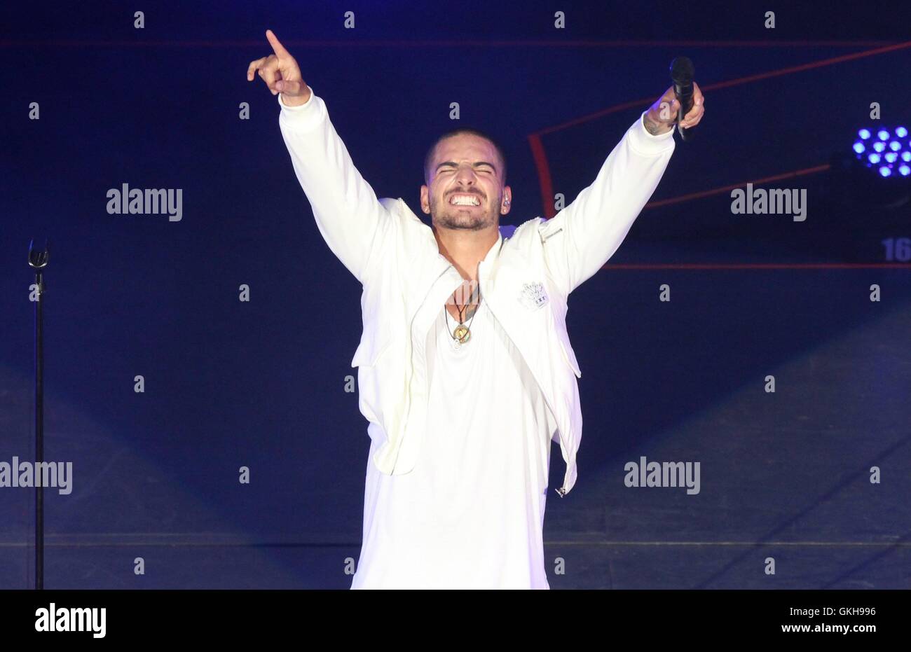Maluma, singer, performing in the National Auditorium in Mexico City ...