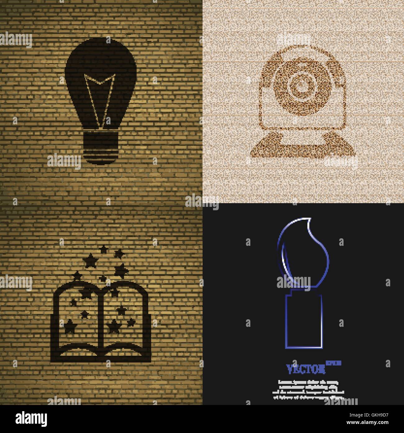 Set of abstract backgrounds with different web icons Stock Vector Image ...