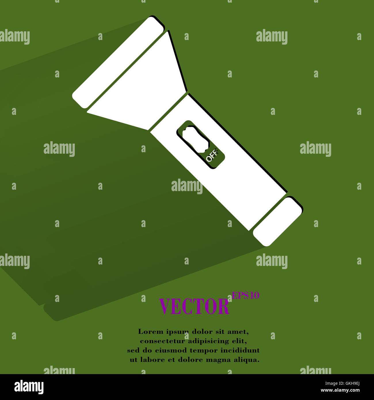 Flashlight . Flat modern web button with long shadow and space for your text Stock Vector Image ...